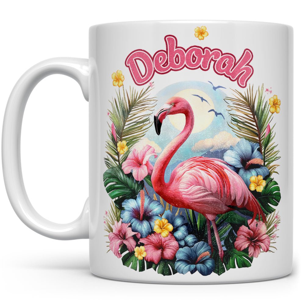 Personalized Name Tropical Flamingo Mug Custom Name Mug Loftipop