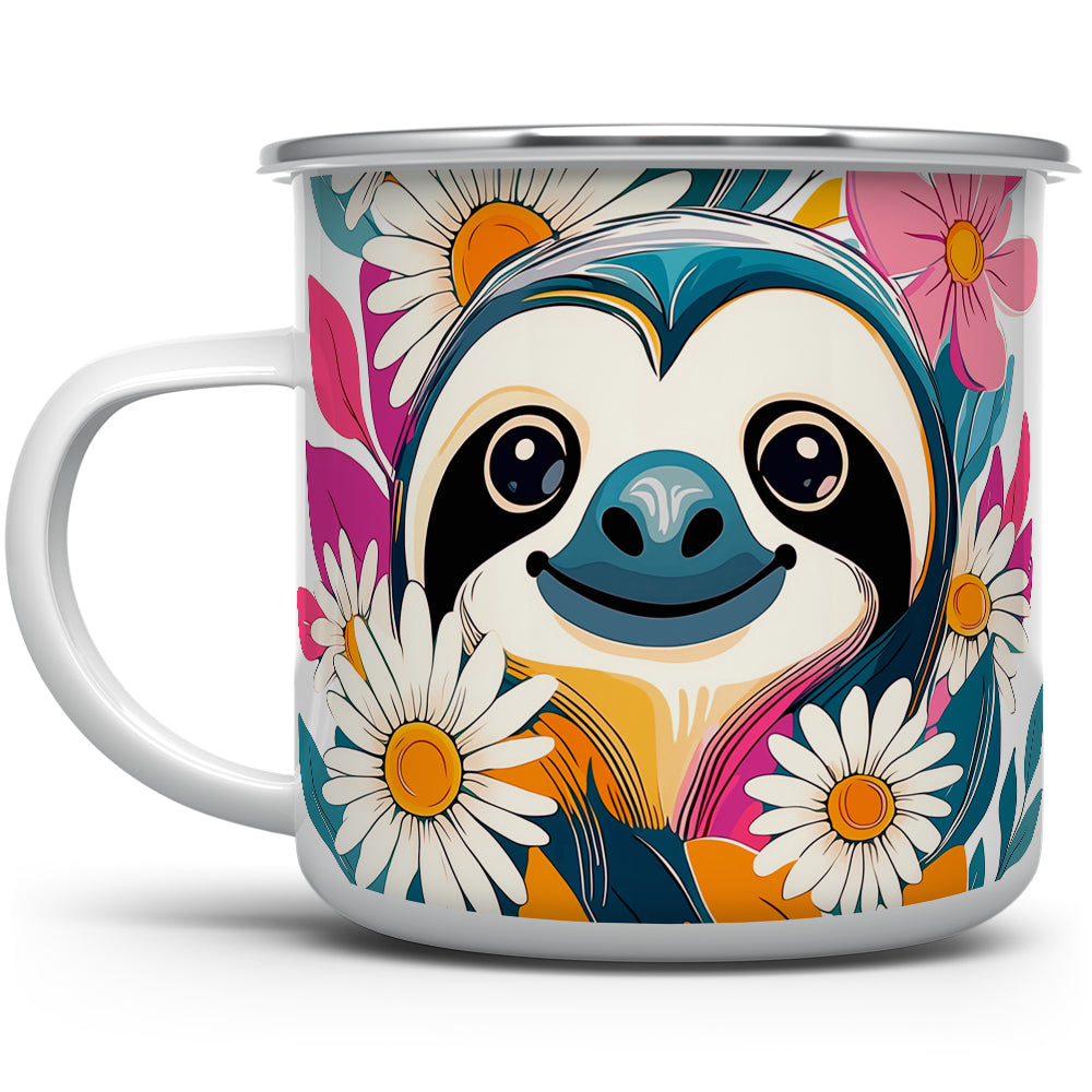 Floral Sloth Camp Mug | Cute Boho Gifts | Loftipop