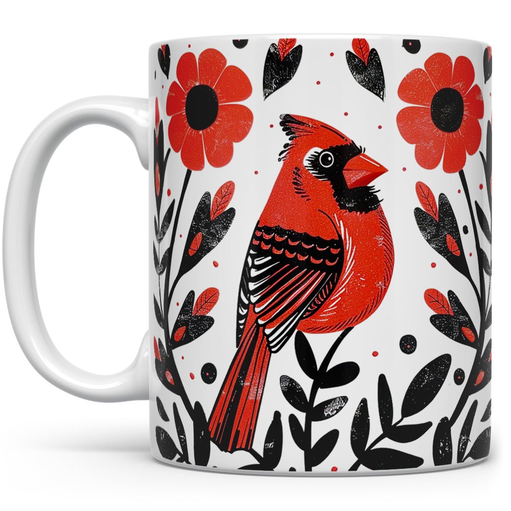 Floral Cardinal Mug | Nature Bird Gifts | Loftipop