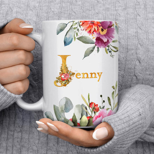 Personalized Name Floral Mug | Custom Name Mug | Loftipop